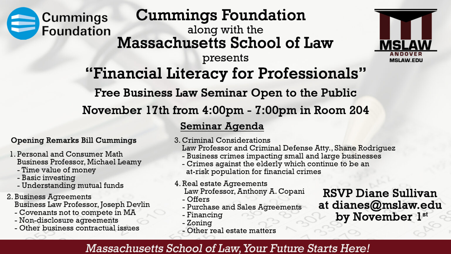 Financial Literacy Seminar - Massachusetts School of Law
