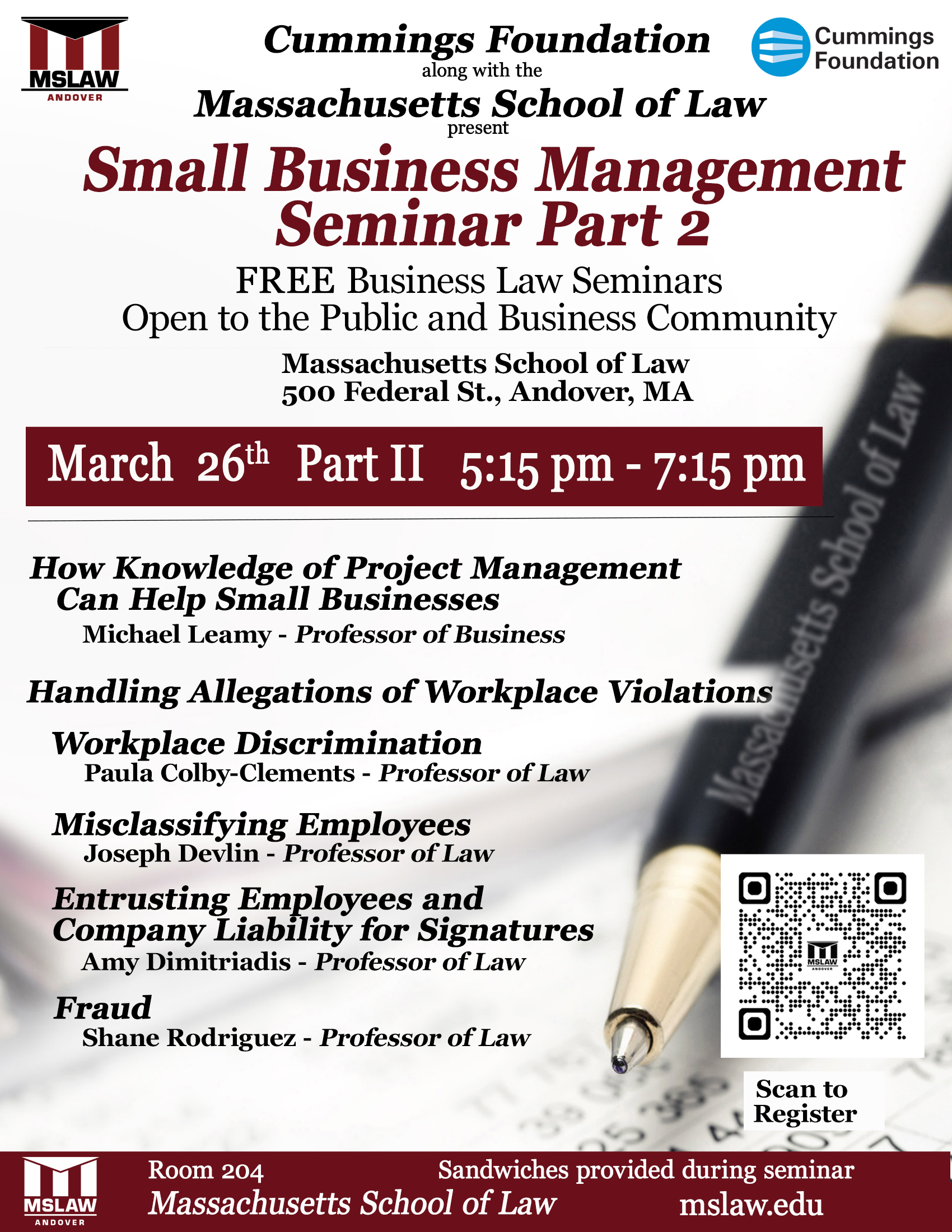 Small Business Management Seminar - Massachusetts School of Law